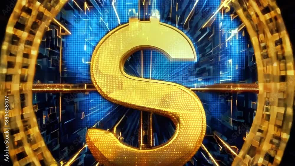 "Abstract Dollar ($) Representation: Stylized Digital Symbol Composed ...