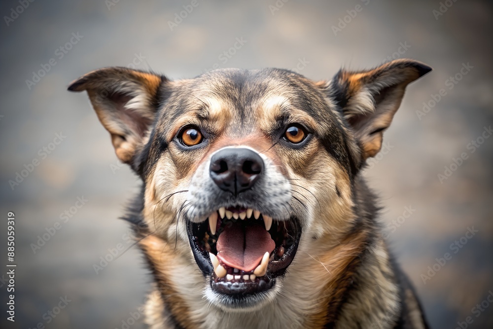 Foto de Aggressive dog's snarling face with teeth bared, threatening ...