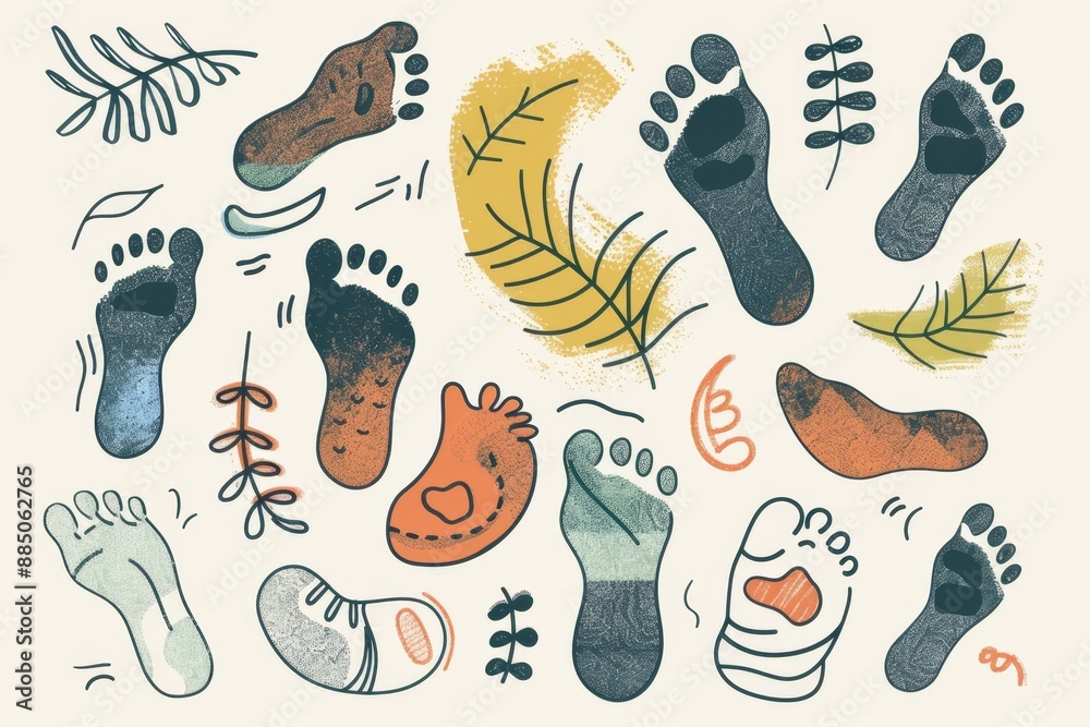 Footprint icon, aliens foot print symbol, humanoids barefoot sprint ...