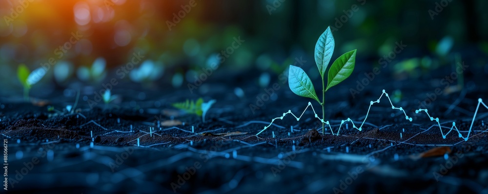 Green shoots growing from soil with financial chart, symbolizing ESG ...