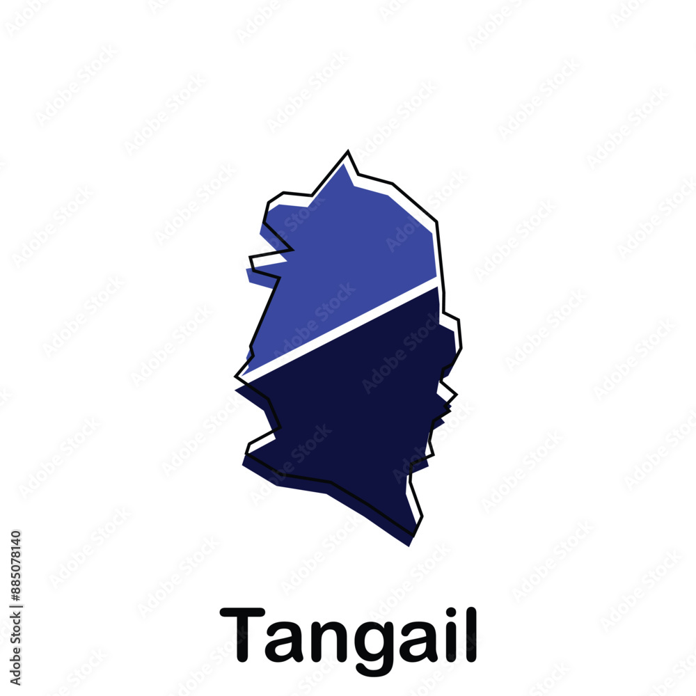 Stockvektorbilden Map City of Tangail, Vector isolated illustration of ...