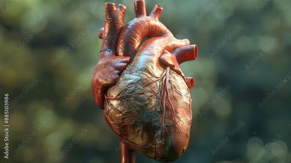 hyperrealistic 3d rendering of human heart showcasing intricate ...
