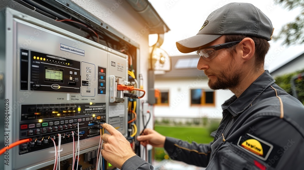 A modern, well-lit house, highlighting the updated electrical system ...