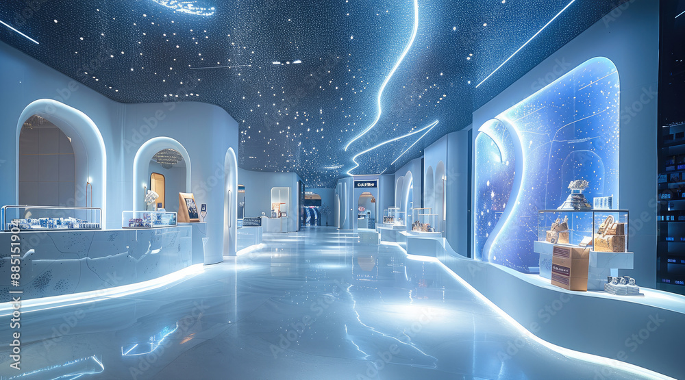 Interior design of an immersive hall of projection mapping, At the ...