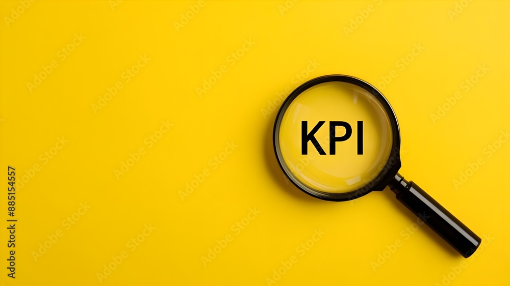 magnifying glass on a yellow background, close-up photography with a ...