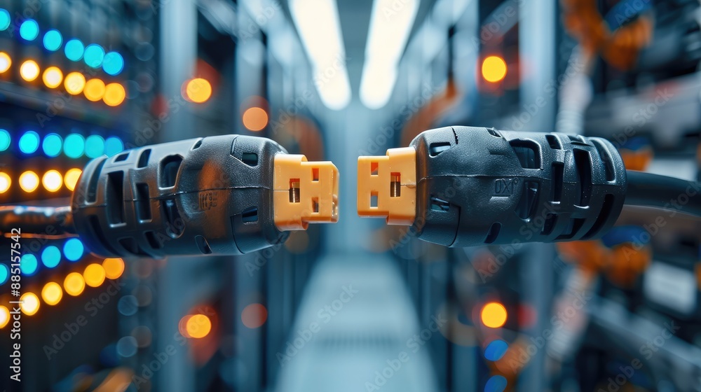 Connecting two parts of a power current extension cord, in the ...