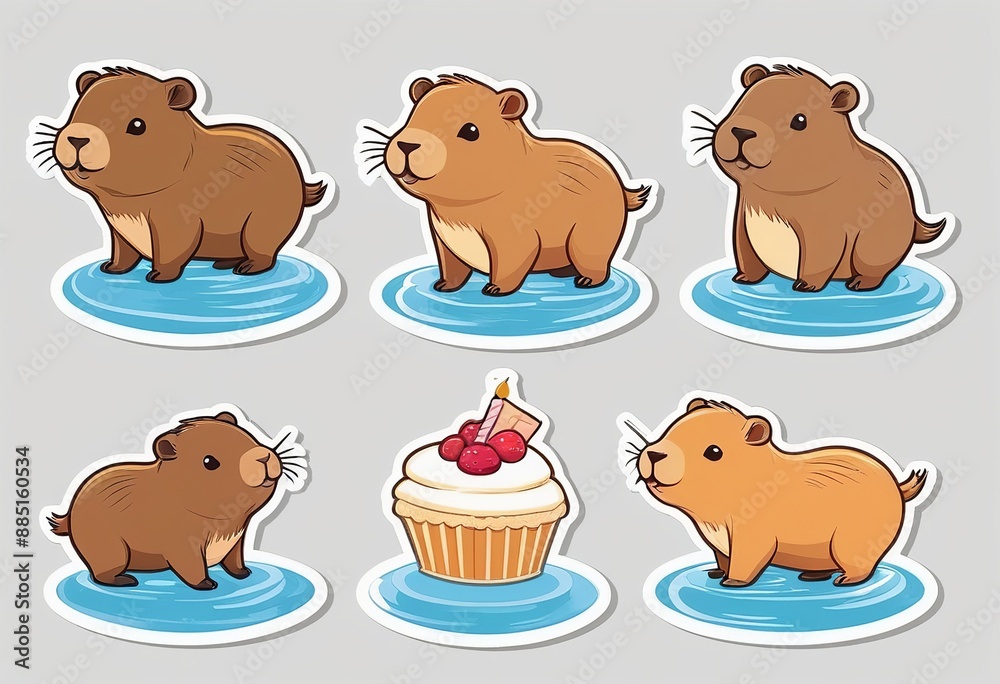 Capybara Stickers with White Borders: Versatile Capybara Designs for ...