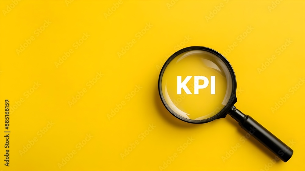 magnifying glass on a yellow background, close-up photography with a ...