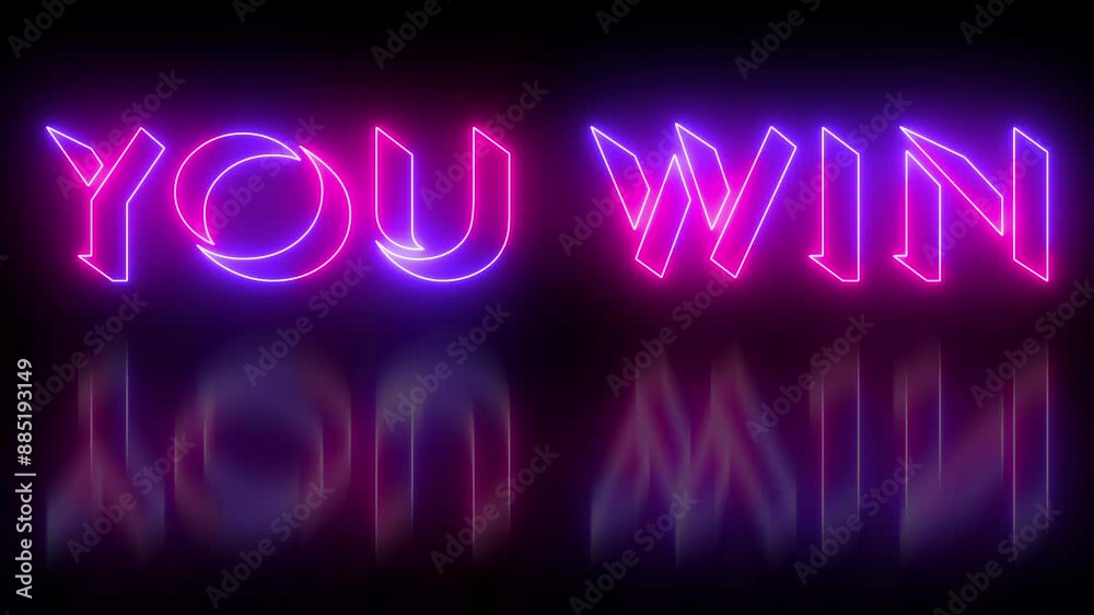 You Win text animation in 4K. Easy to put into any video. Neon-colored ...
