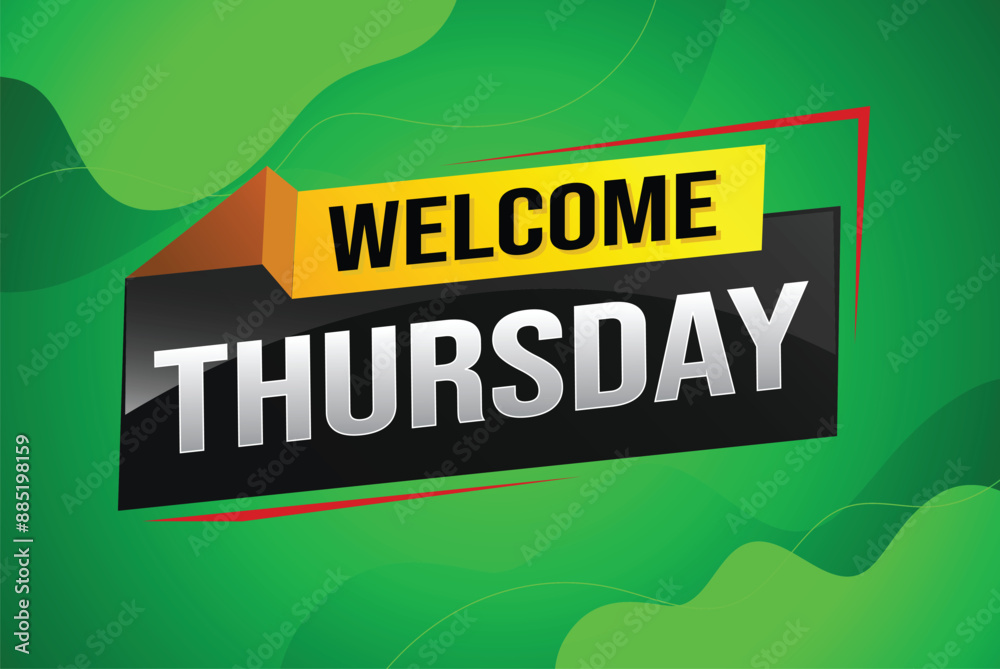 welcome thursday word text concept icon logo sign symbol vector note 3d ...
