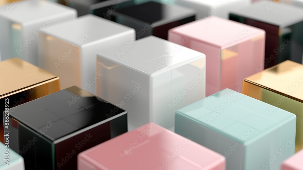 Geometric pattern of colorful cubes with digital numbers, symbolizing ...