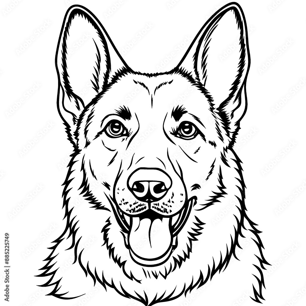 German Shepherd, Outline black image of a dog, PNG drawing of a dog ...