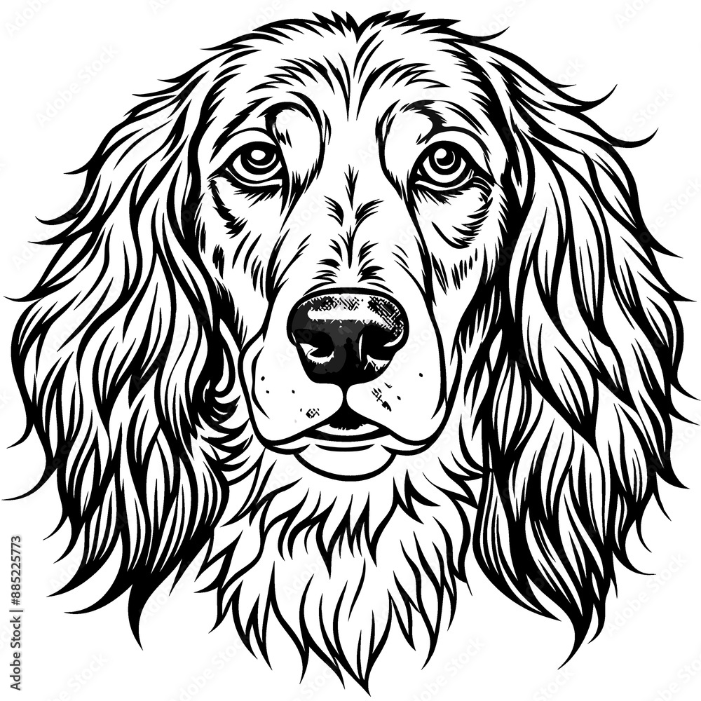 Setter, Outline black image of a dog, PNG drawing of a dog, dog ...