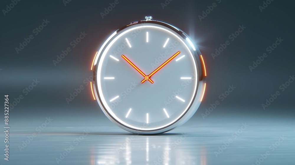 Abstract design of a digital clock with moving hands, symbolizing time ...