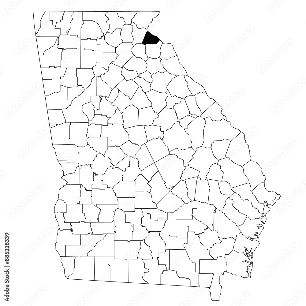 Map of Stephens County in Georgia state on white background. single ...