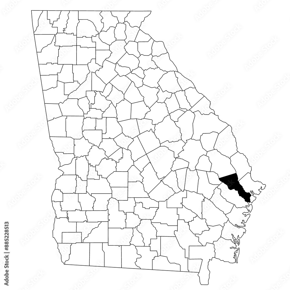 Map of Bryan County in Georgia state on white background. single County ...