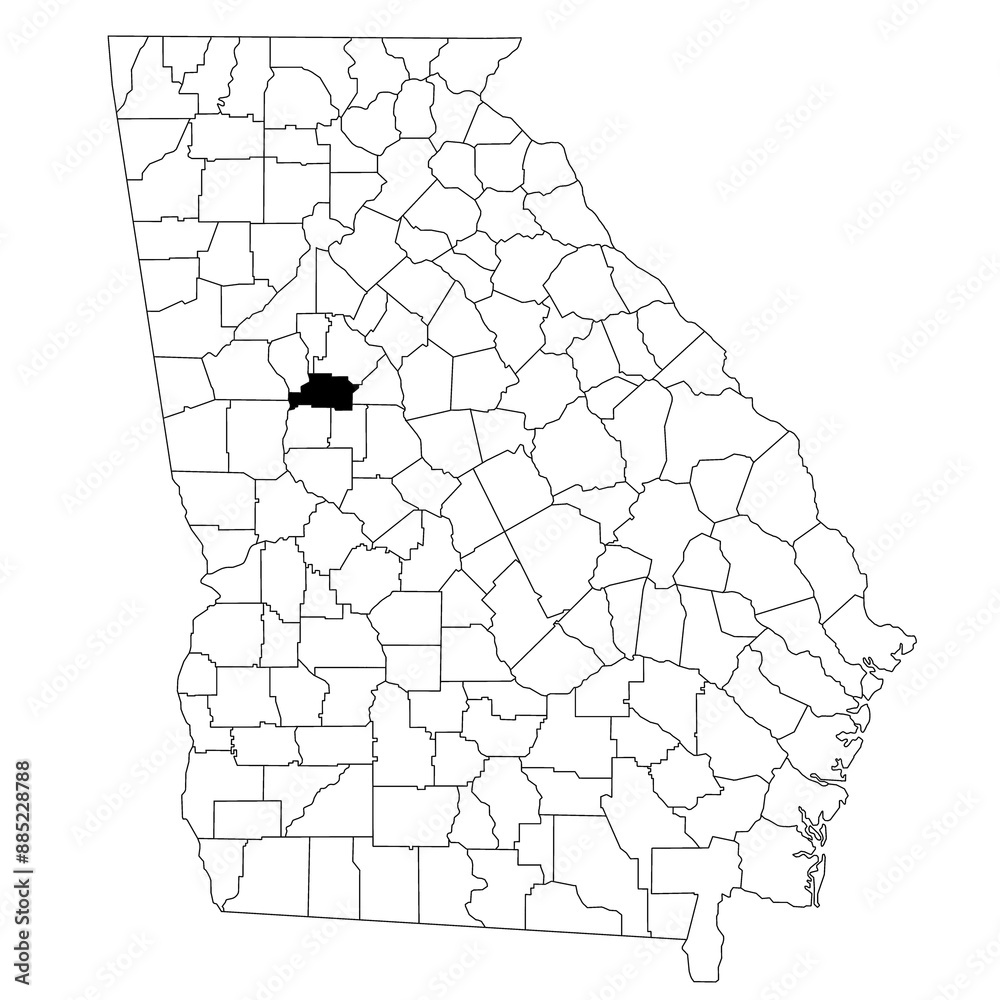 ภาพประกอบสต็อก Map of Spalding County in Georgia state on white ...