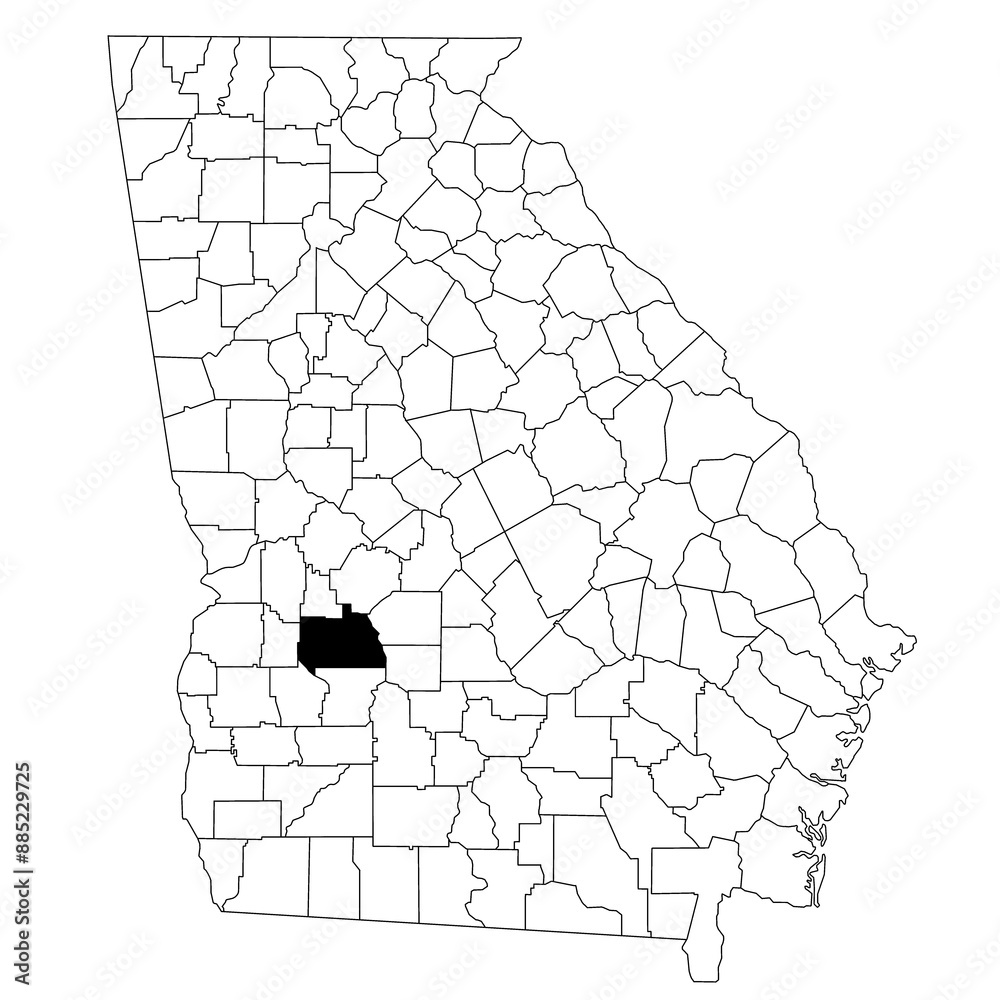 ภาพประกอบสต็อก Map of Sumter County in Georgia state on white ...