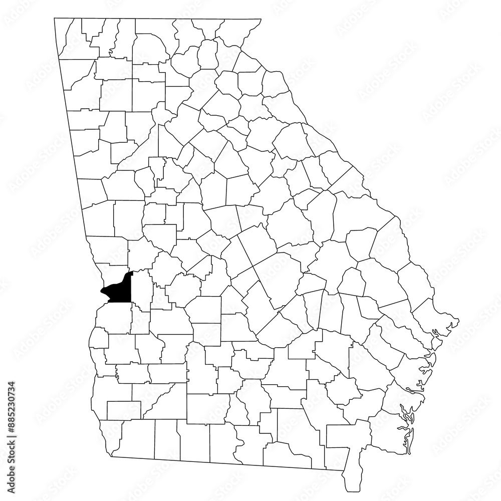 Map of Chattahoochee County in Georgia state on white background ...