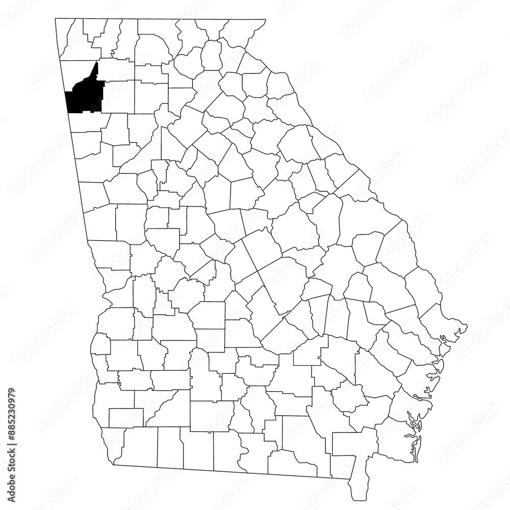 Map of Floyd County in Georgia state on white background. single County ...