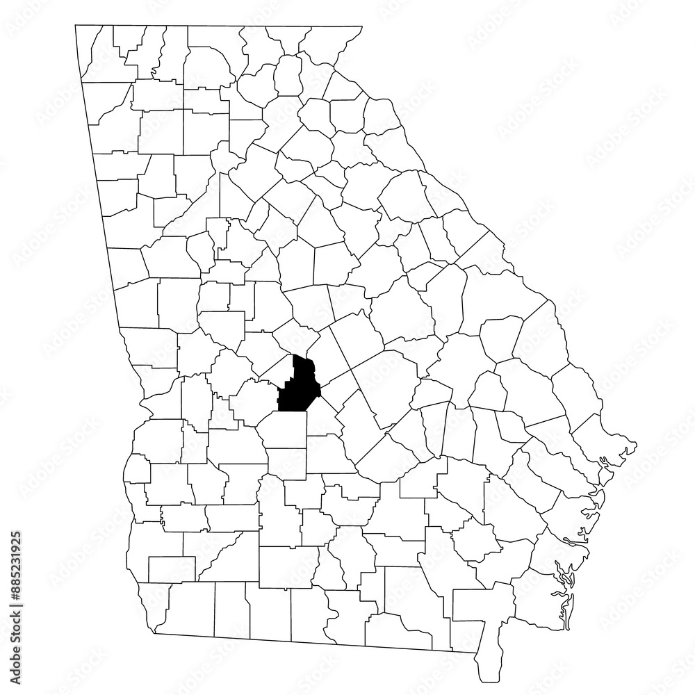 Map of Houston County in Georgia state on white background. single ...