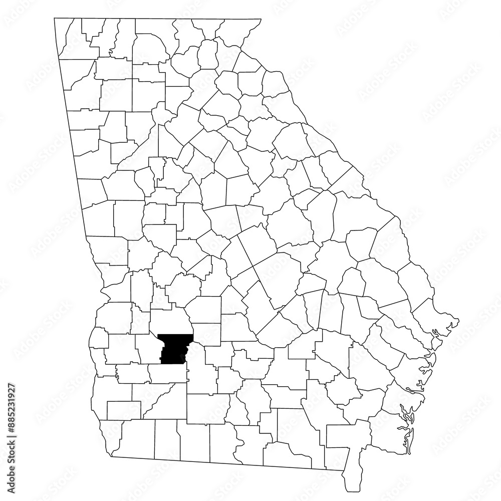 Map of Lee County in Georgia state on white background. single County ...