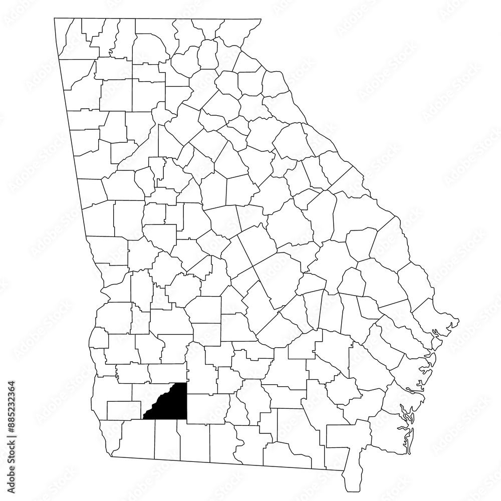 Map of Mitchell County in Georgia state on white background. single ...