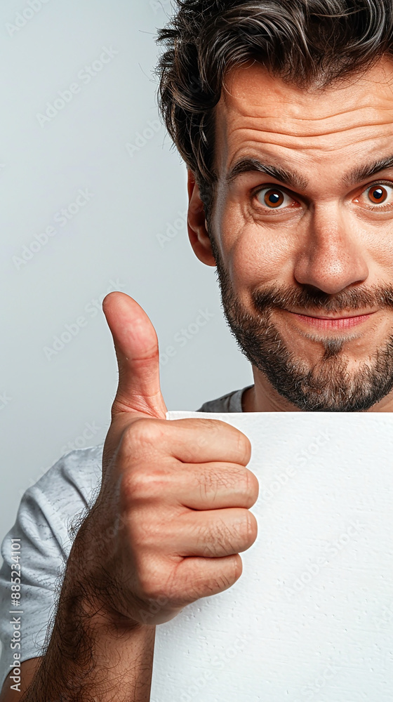 Vertical background banner image of a handsome young person in white ...