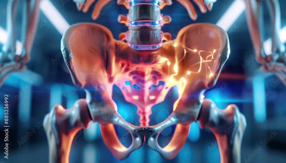 Detailed 3D Hip Anatomy Scan Visualizing Skeletal Structure, Bones, and ...