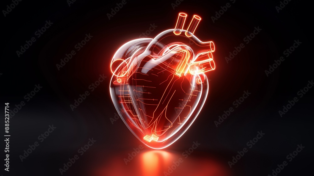 Minimalist graphic of a digital heart with pulse waves, symbolizing ...