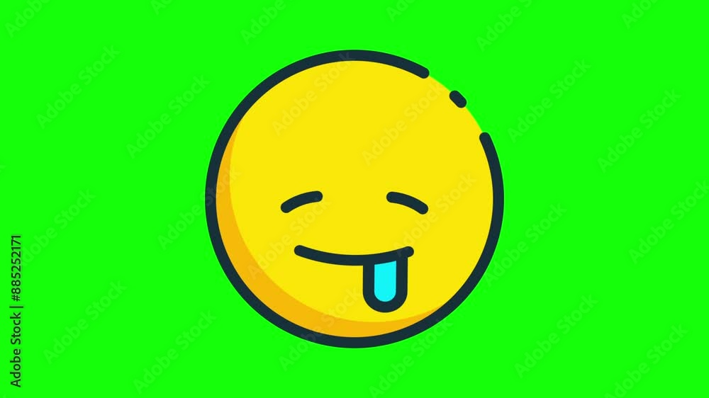 2D emoji drooling face animated icon. 4K animated icon on green screen ...