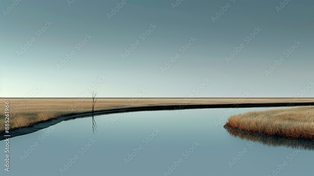 Capture the serene beauty of river landscapes, where meandering ...