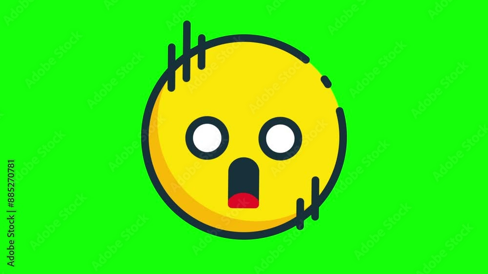2D emoji screaming face animated icon. 4K animated icon on green screen ...