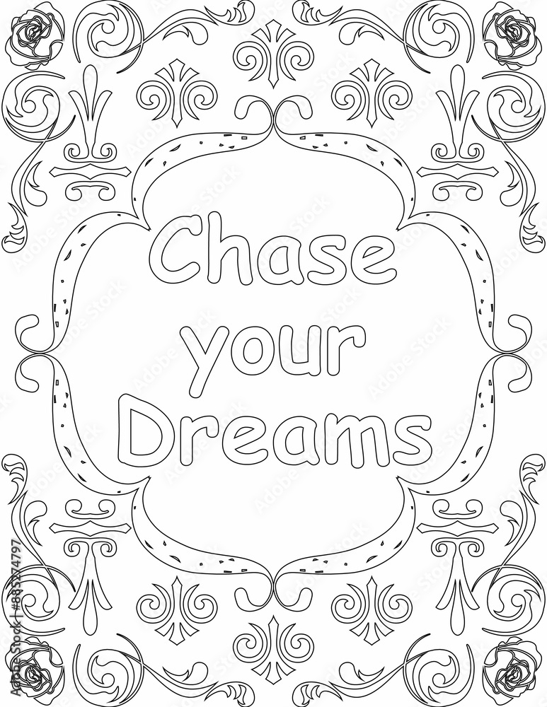 Printable floral coloring page for kids and adults with positive saying ...