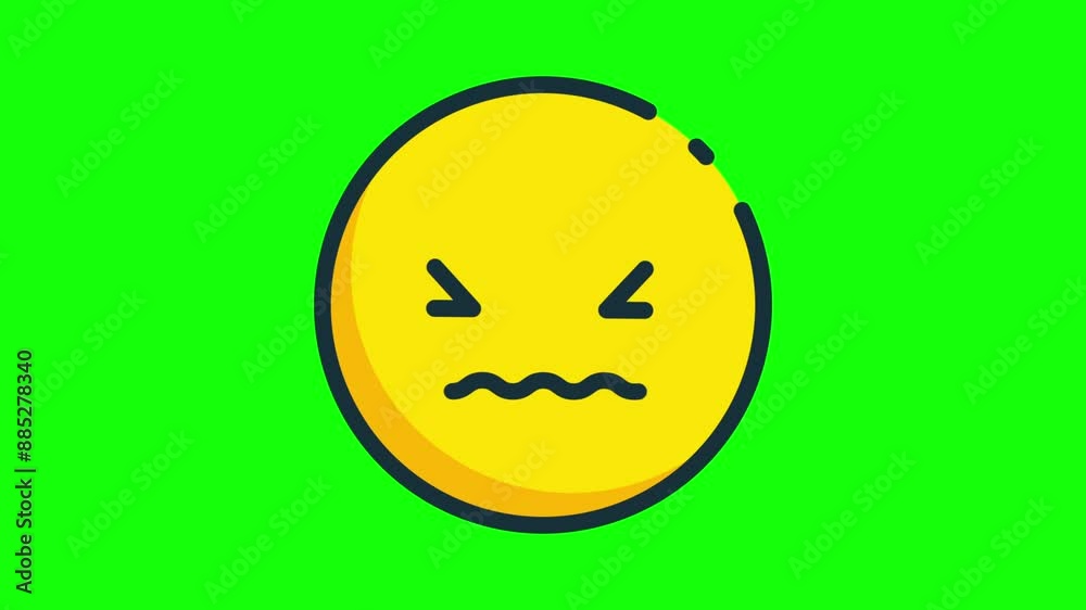 2D emoji confounded face animated icon. 4K animated icon on green ...