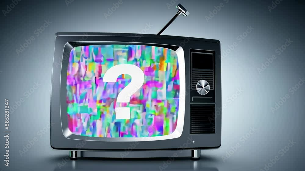 TV with a question mark. Minimalistic background, concept: zombie box ...