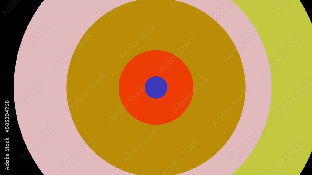 Cartoon colorful comic circle open transition animation on black ...