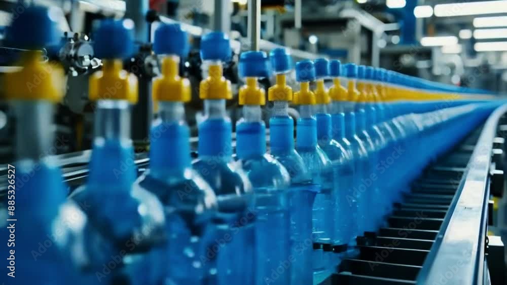 Bottling Rhythm Water Bottle Symphony on a Factory Conveyor. Concept ...