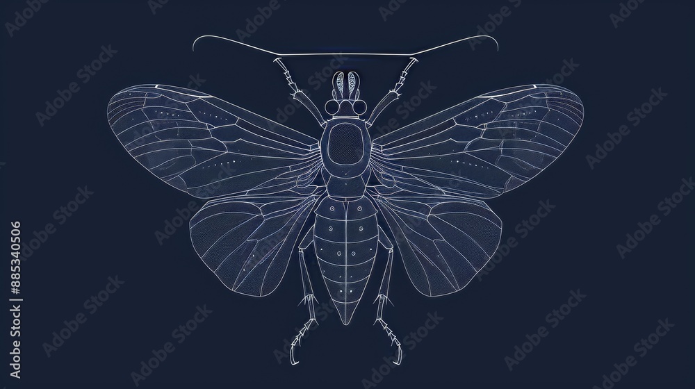Wallpaper with minimalist line drawings of insects Stock Illustration ...