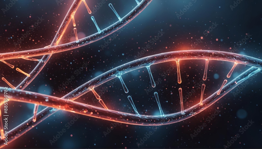 Human DNA spiral and microscopic genetic research, biotechnological ...