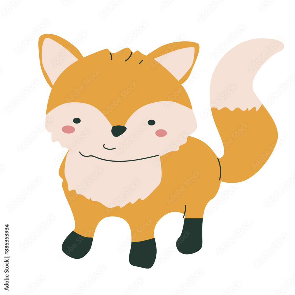 Fall childrens animal fox isolated clipart. Forest wild pet with ...