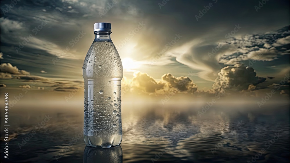 Refreshing bottle of cold water with condensation on the outside ...