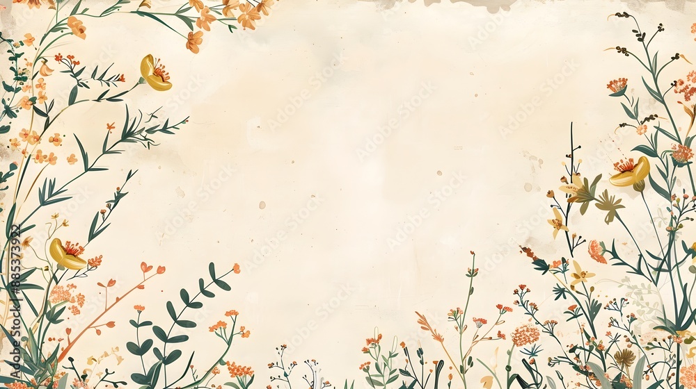 Elegant Floral Border Design with Blank Space for Text Overlay ...