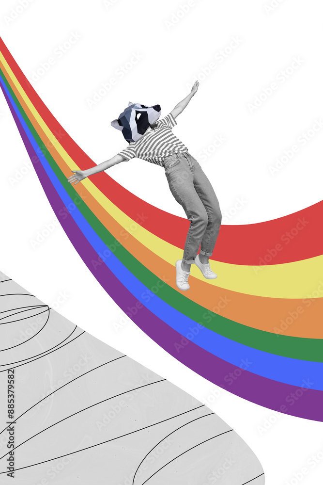 Sketch image trend artwork composite 3D photo collage of freedom gay ...