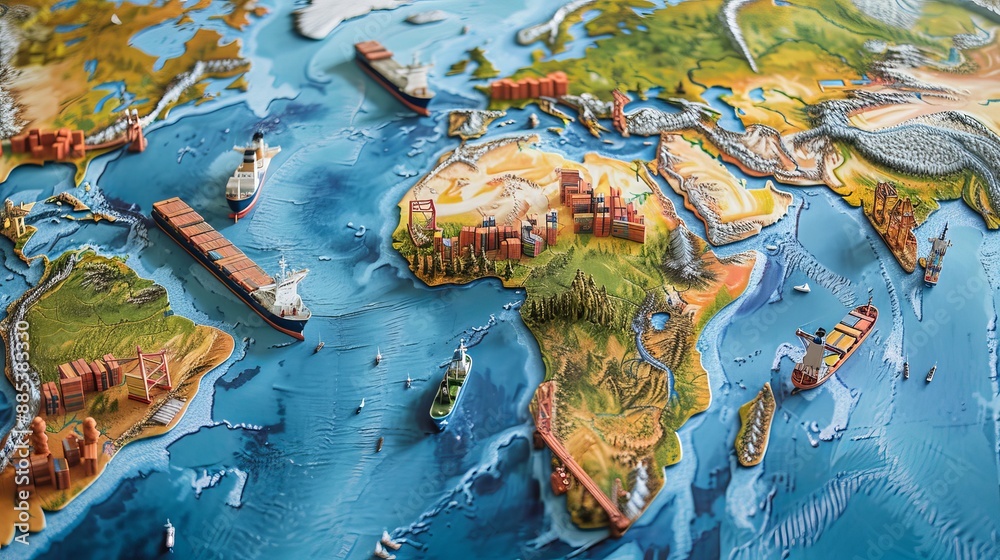 Waterworld Wonders Illustrated Map of Global Rivers Canals and Shipping ...