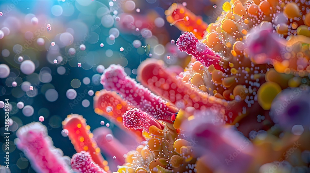 Artistic representation of bacterial biofilm formation on a surface ...