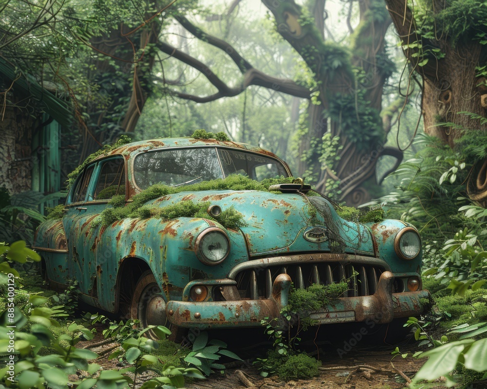 Enchanted Forest Car Encounter - Realistic 8K Image of Nature ...