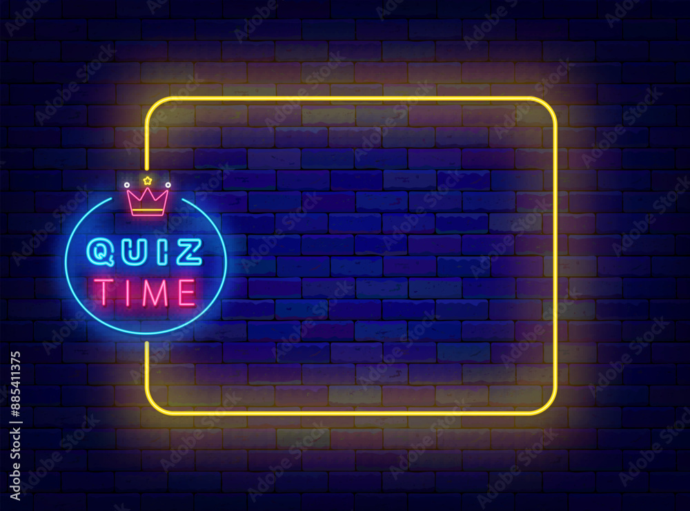 Quiz time neon greeting card. Television show and game. Trivia night ...