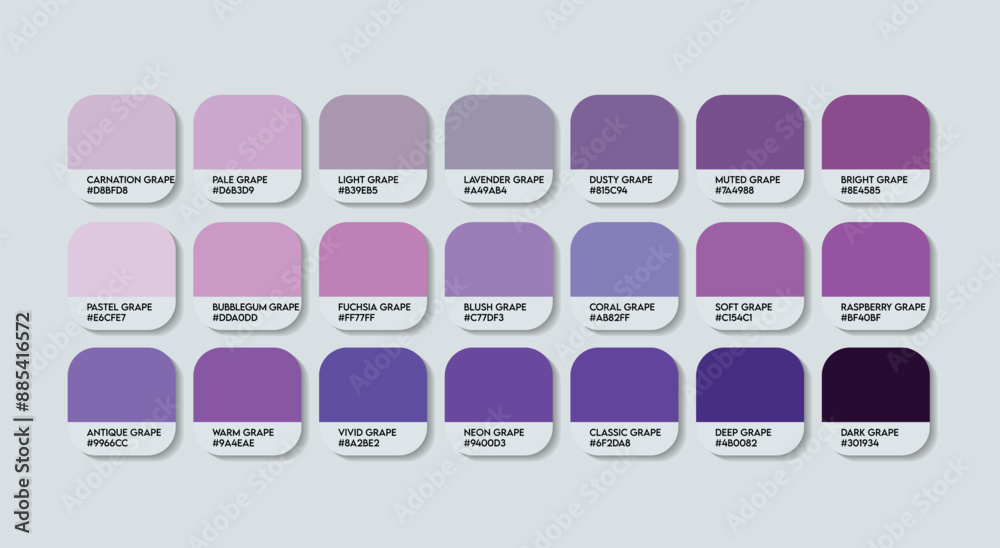 Grape Color Palette, Grapes Color Guide Palette with Color Names ...
