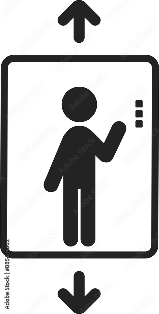 Isolated pictogram sign of lift, elevator with up and down arrow ang ...